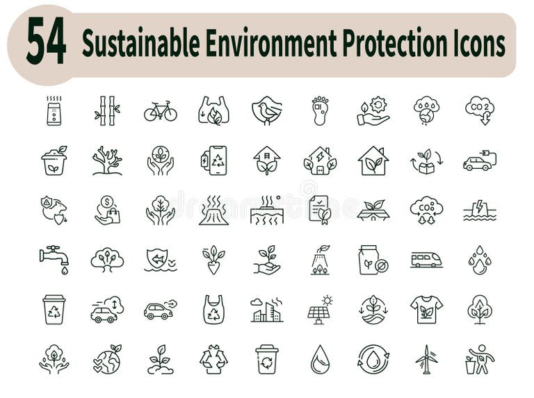 Renewable Roots Eco-friendly Icon Pack for Sustainable Design Stock ...