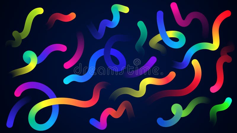Fluid Wave Elements of Colorful Squiggly Designs.Vector Graphic Pattern ...