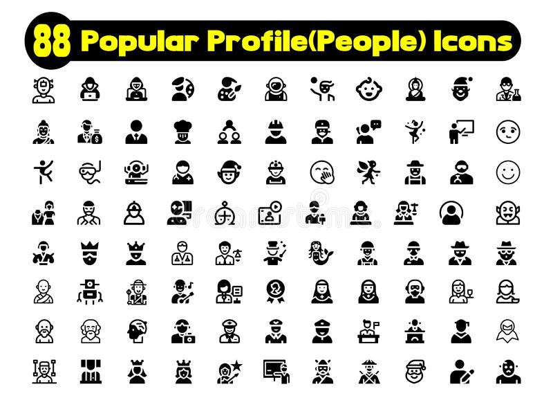 Most Popular and Profile Useable People Icon Set Stock Illustration ...