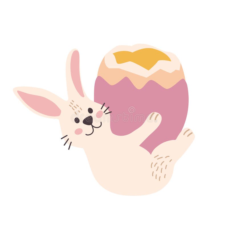 Cute Easter Bunny. Hand Drawn Vector Illustration in Cartoon Stock ...
