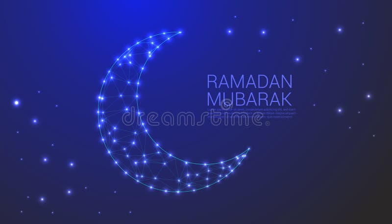 Minimalist Ramadan Magic Crescent Moons and Lanterns in Low Poly. Stock ...