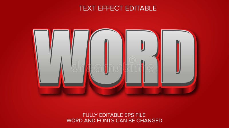 Word Text in Red and Grey with 3d Effect. Editable Text Style Effect ...