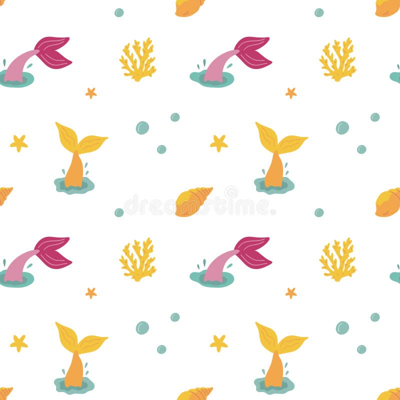 Seamless Pattern with Cute Mermaids. Underwater Pattern. Ocean Pattern ...