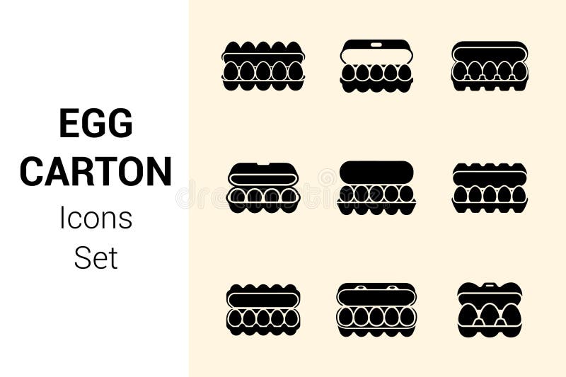 Egg Carton Icons Set. Editable Vector Icon Stock Vector - Illustration ...