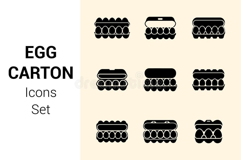 Egg Carton Icons Set. Editable Vector Icon Stock Vector - Illustration ...