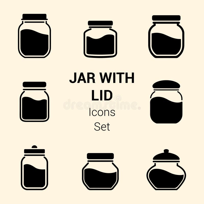 Jars with Lids Icons Set. Editable Vector Icon Stock Vector ...