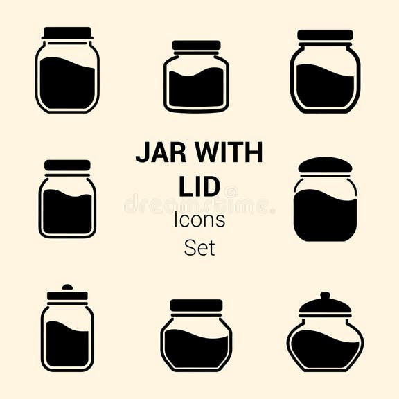 Jars with Lids Icons Set. Editable Vector Icon Stock Vector ...