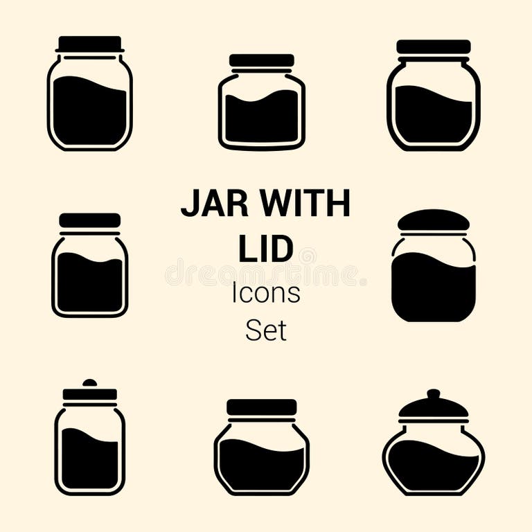 Jars with Lids Icons Set. Editable Vector Icon Stock Vector ...
