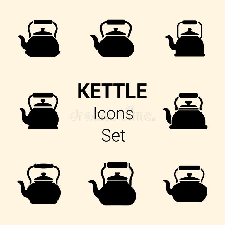Kettle Icons Set. Editable Vector Icon Stock Vector - Illustration of ...