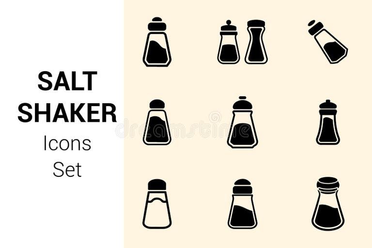 Salt Shaker Icons Set. Editable Vector Icon Stock Vector - Illustration ...