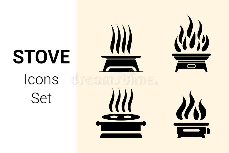 Stove Icons Set. Editable Vector Icon Stock Vector - Illustration of ...