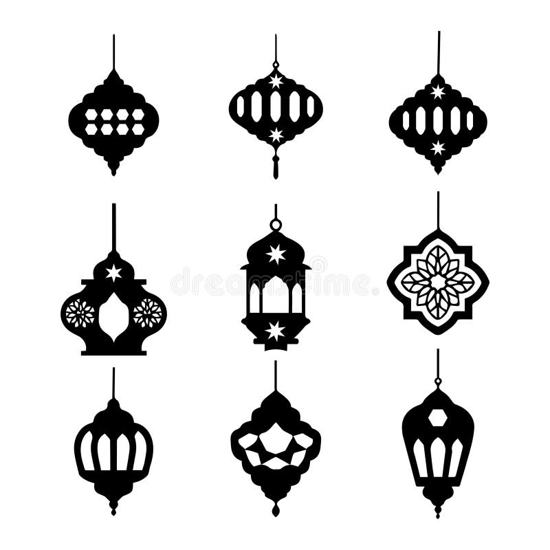 A Set of Unique Islamic Lanterns, Each Designed with Intricate ...