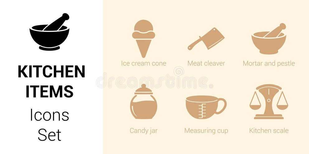 Kitchen Items Icons Set. Editable Vector Icon Stock Vector ...