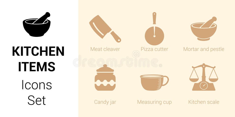 Kitchen Items Icons Set. Editable Vector Icon Stock Vector ...