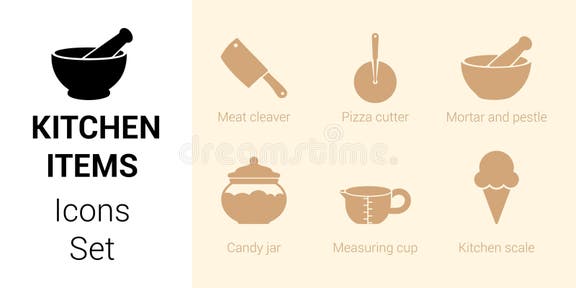 Kitchen Items Icons Set. Editable Vector Icon Stock Vector ...