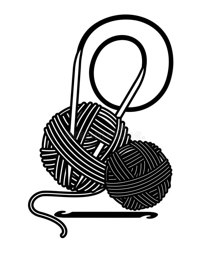 Circular Knitting Needles, Crochet Hook and Balls of Yarn. - Vector Silhouette Stock Vector ...