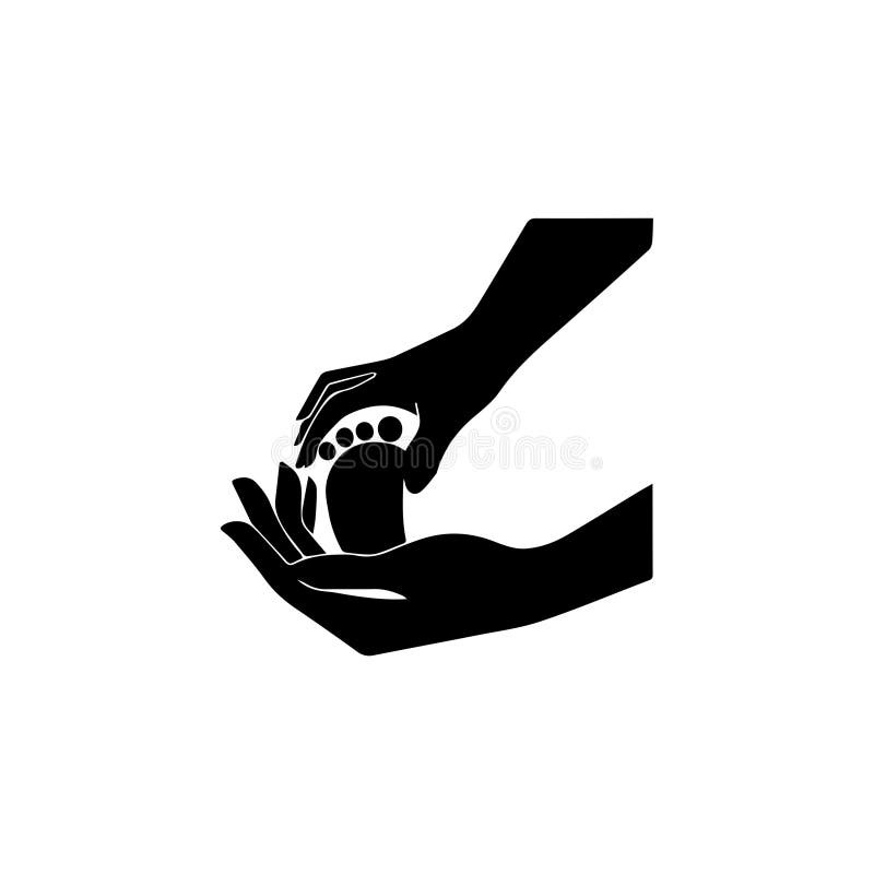 Hands and Foot Icon. Black on White. Vector Illustration. Stock Vector ...