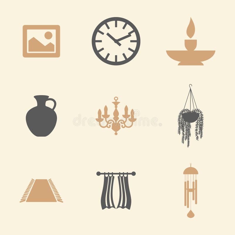 Home Decor and Accessories Icons Set. Editable Vector Icon Stock Vector ...
