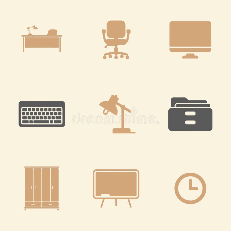 Home Office and Study Icons Set. Editable Vector Icon Stock Vector ...