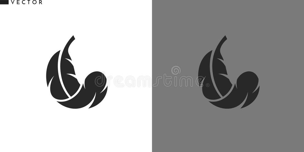 Black Feather Vector Icon. Hen Feather Sign. Vector Illustration EPS ...