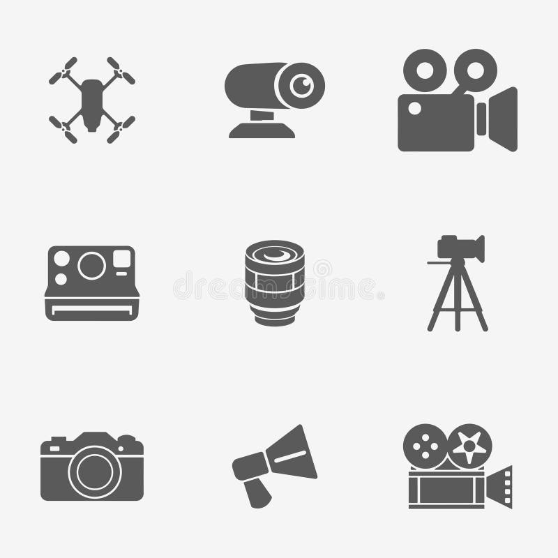 Photography and Videography Equipment Icons Set. Editable Vector Icon ...