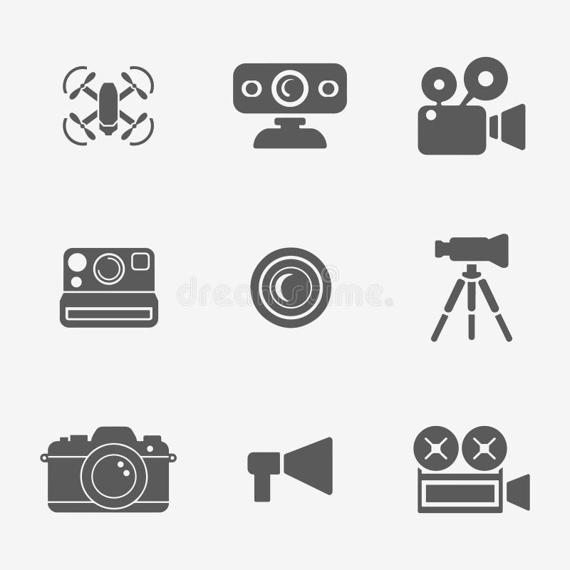 Photography and Videography Equipment Icons Set. Editable Vector Icon ...