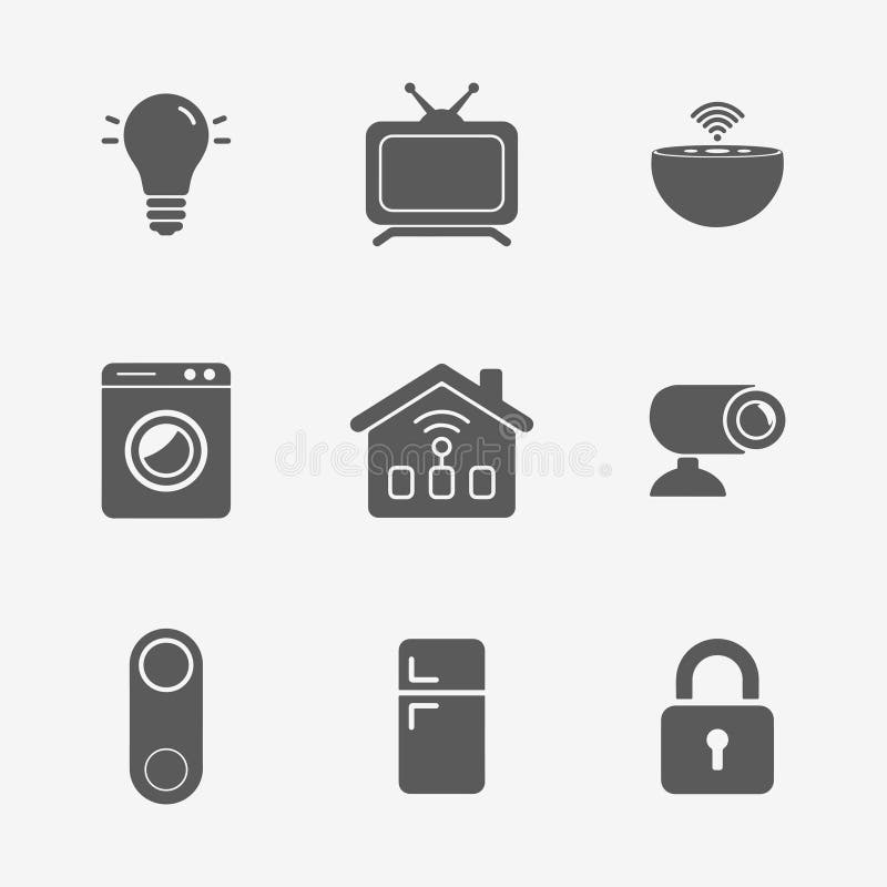 Smart Home Appliances and Security Icons Set. Editable Vector Icon ...
