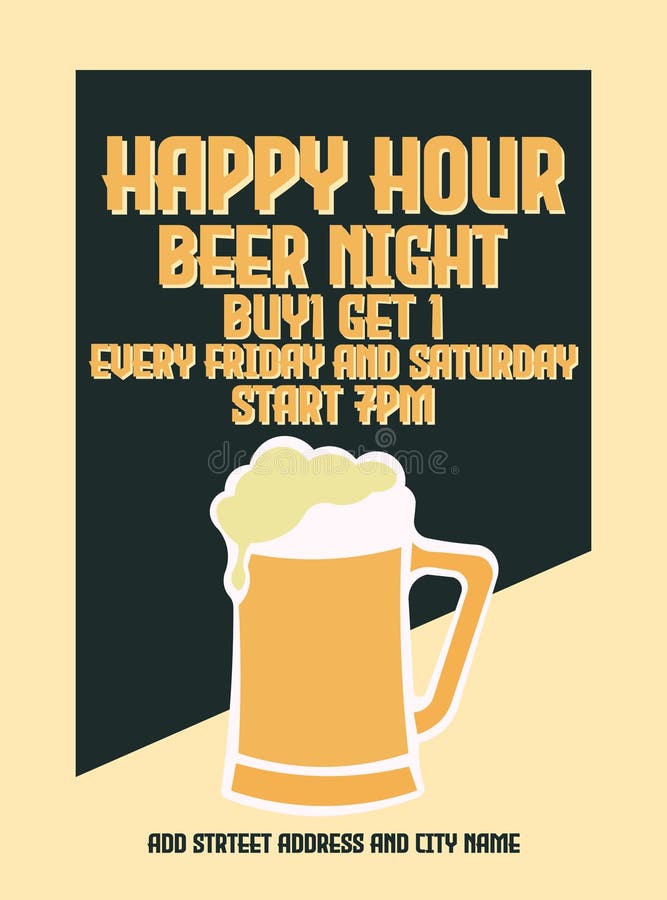 Happy Hour Night Poster Flyer Social Media Post Design Stock Vector ...