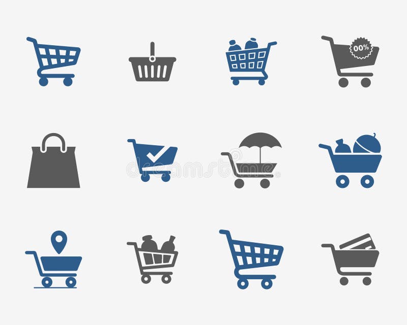 Shopping Cart Icons Set. Editable Vector Icon Stock Vector ...