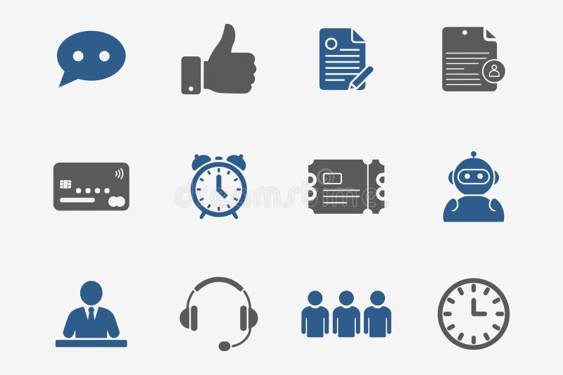 Customer Support and Service Icons Set. Editable Vector Icon Stock ...