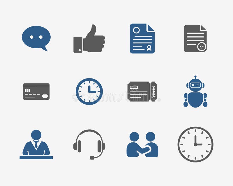 Customer Support and Service Icons Set. Editable Vector Icon Stock ...