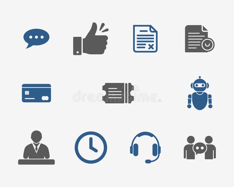 Customer Support and Service Icons Set. Editable Vector Icon Stock ...