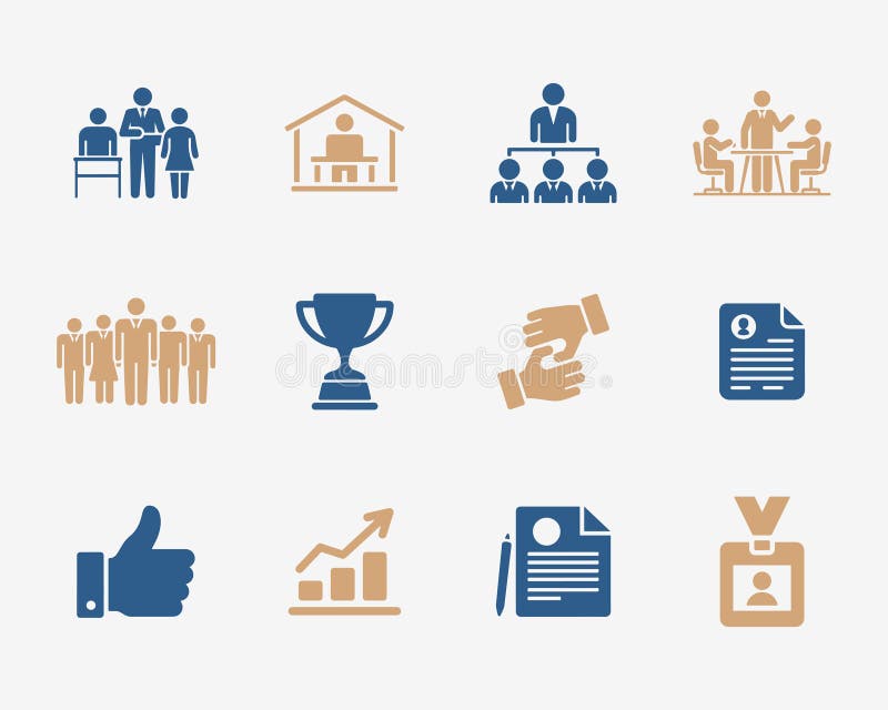 Business Icons Set. Human Resources and Teamwork. Editable Vector Icon ...
