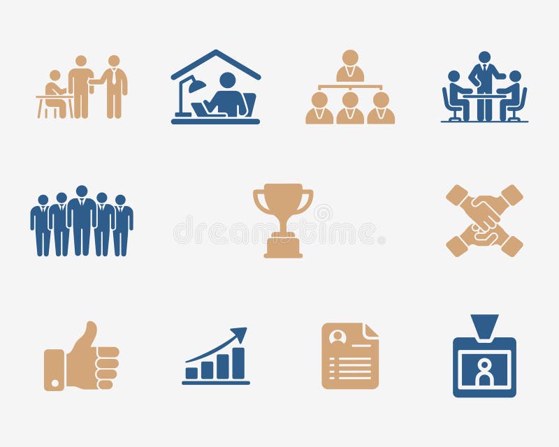 Business Icons Set. Human Resources and Teamwork. Editable Vector Icon ...