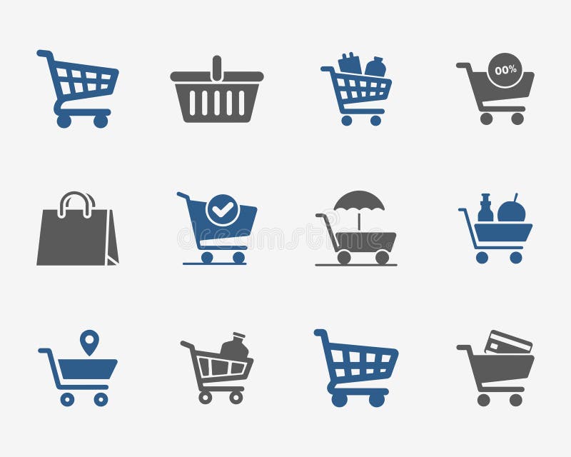 Shopping Cart Icons Set. Editable Vector Icon Stock Vector ...