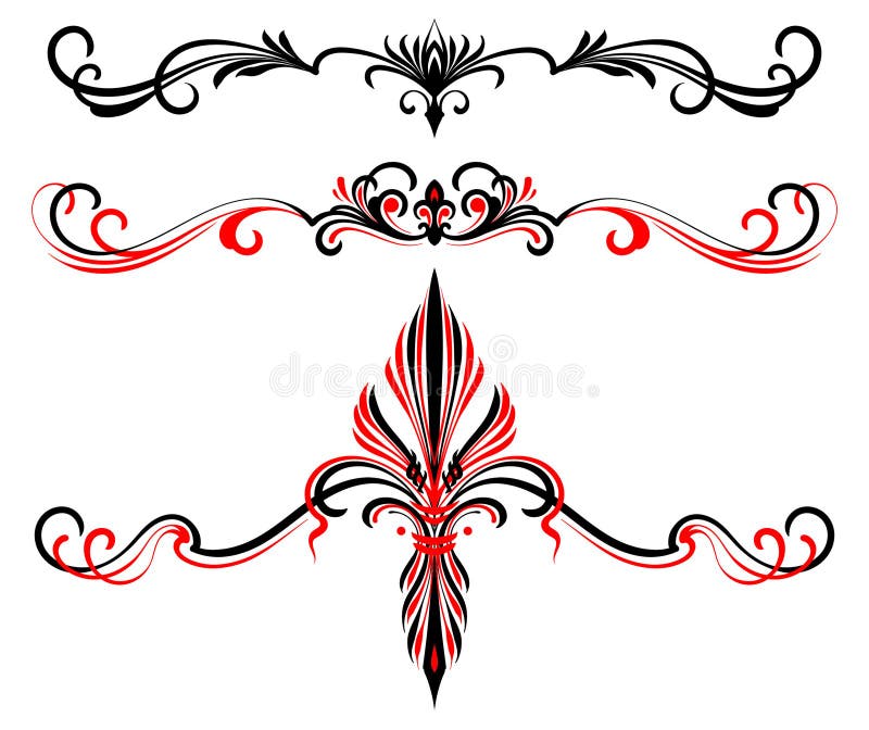 Vintage Floral Pinstripe Element Vector. Stock Illustration ...