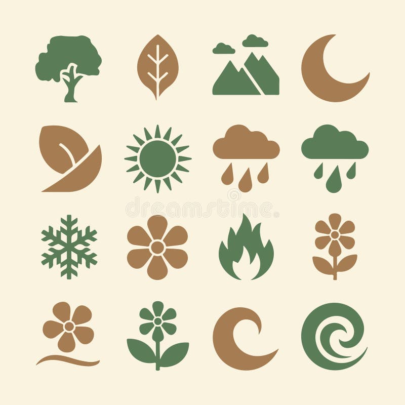 Nature Icons Set. Editable Vector Icon Stock Vector - Illustration of ...
