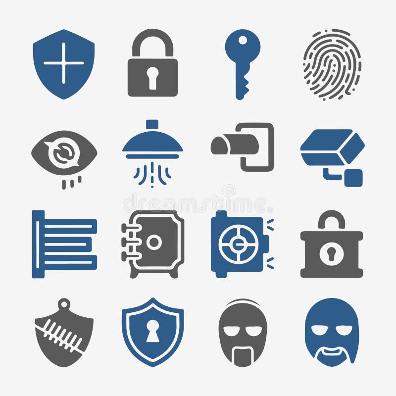 Security Icons Set. Editable Vector Icon Stock Vector - Illustration of ...