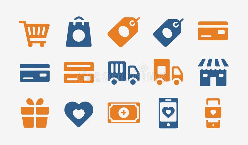 Shopping Icons Set. Editable Vector Icon Stock Vector - Illustration of ...