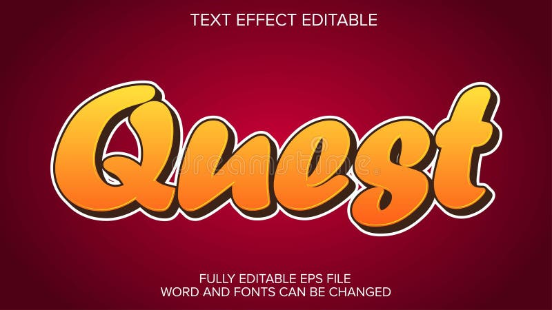 3d Text Effect Quest Vector Editable Stock Vector - Illustration of ...
