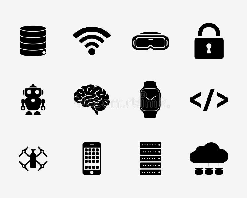 Modern Technology Icons Set. Editable Vector Icon Stock Vector ...