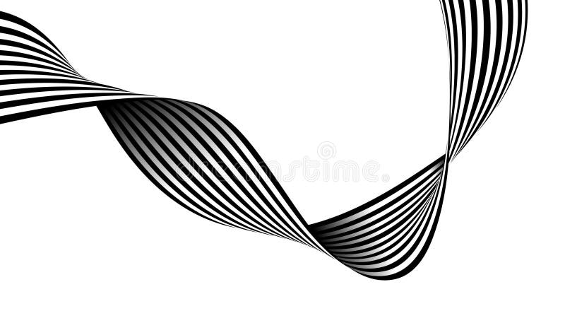 Black and White Curved Line Stripe. Wave Line Mobious Abstract ...