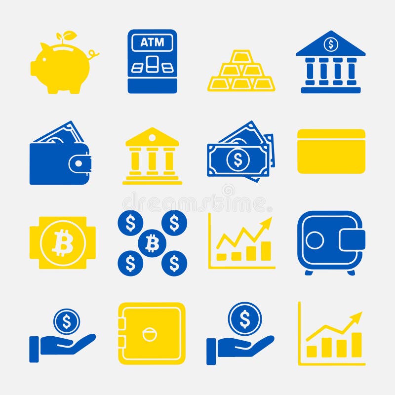 Banking and Finance Icons Set. Editable Vector Icon Stock Vector ...