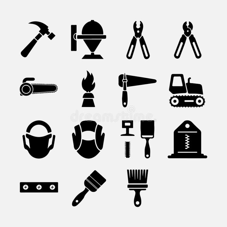 Construction and Tools Icons Set. Editable Vector Icon Stock Vector ...