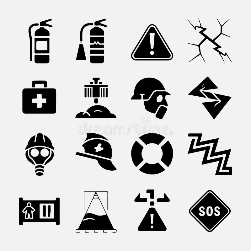 Disaster and Emergency Icons Set. Editable Vector Icon Stock Vector ...
