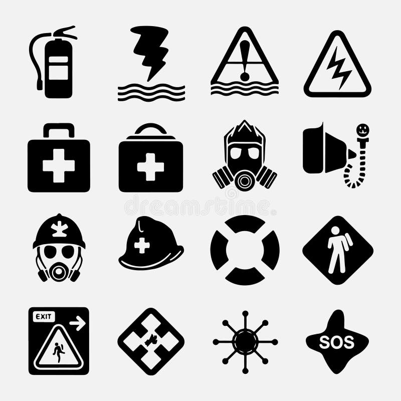 Disaster and Emergency Icons Set. Editable Vector Icon Stock Vector ...