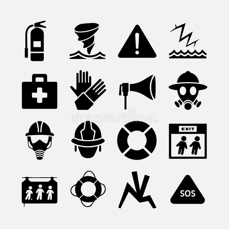 Disaster and Emergency Icons Set. Editable Vector Icon Stock Vector ...