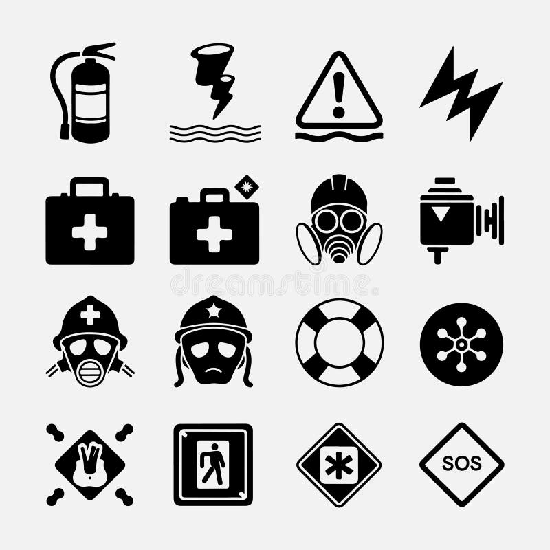 Disaster and Emergency Icons Set. Editable Vector Icon Stock Vector ...
