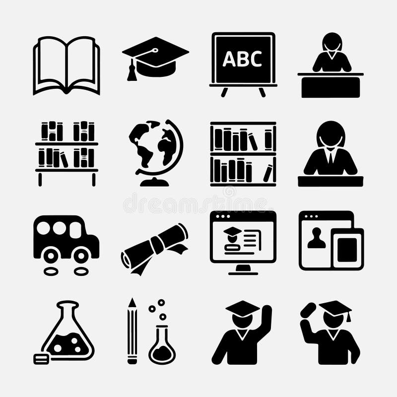 Education and Learning Icons Set. Editable Vector Icon Stock Vector ...