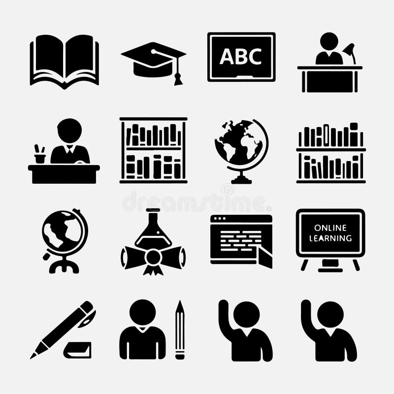 Education and Learning Icons Set. Editable Vector Icon Stock Vector ...